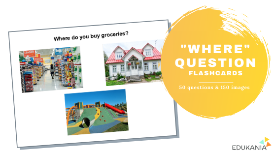 "WHERE" questions Task Cards for ABA and Speech Therapy