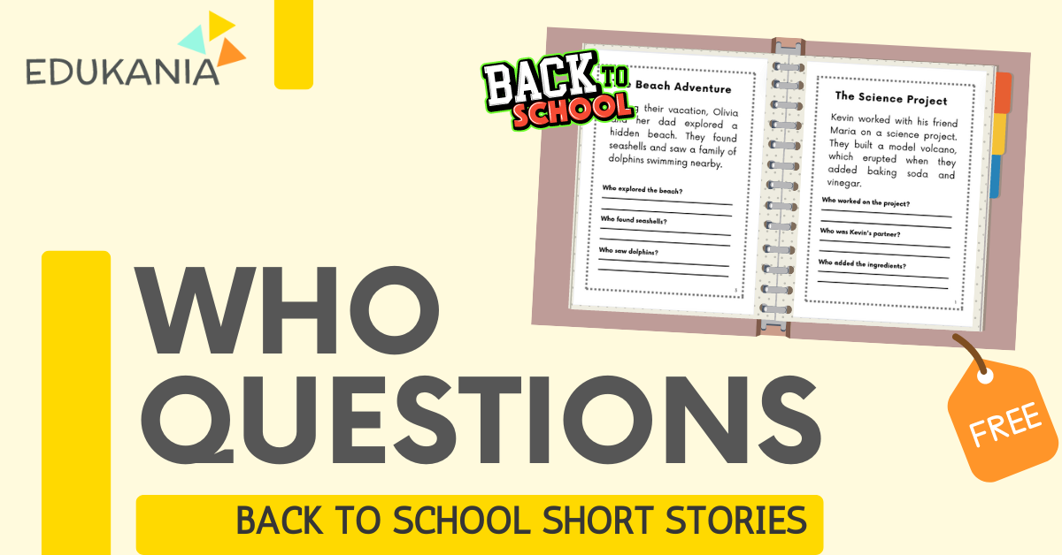 Back To School Short Stories with 'Who' Questions ABA and Autism Therapy